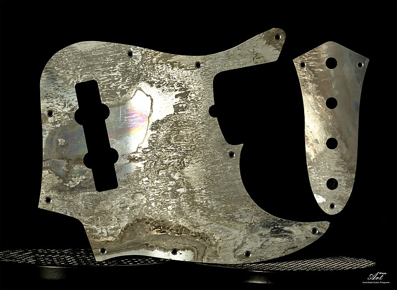 Metal Jazz Bass Pickguard SET-of-2 Silver Distressed Oxidized | Reverb