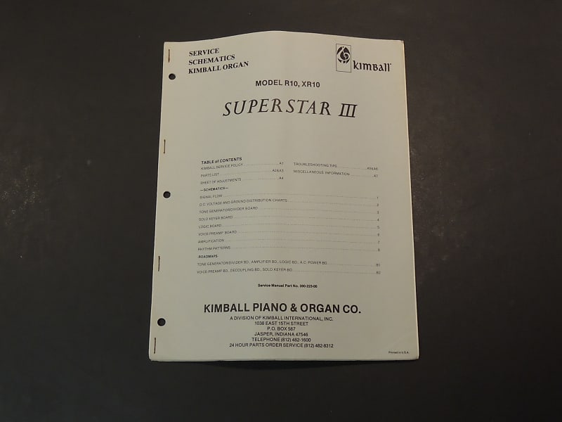 Kimball Super Star III Model R10, XR10 Service | Reverb Australia
