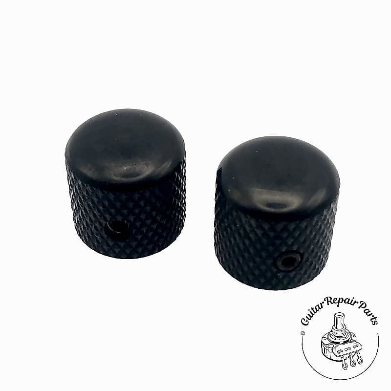 Brass Barrel Knobs, Dome Top, w. Set Screw (2 pcs) - Black | Reverb