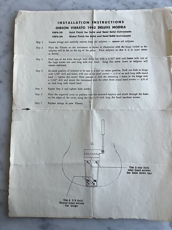 1963 Gibson Vibrato Instructions Flyer Installation | Reverb