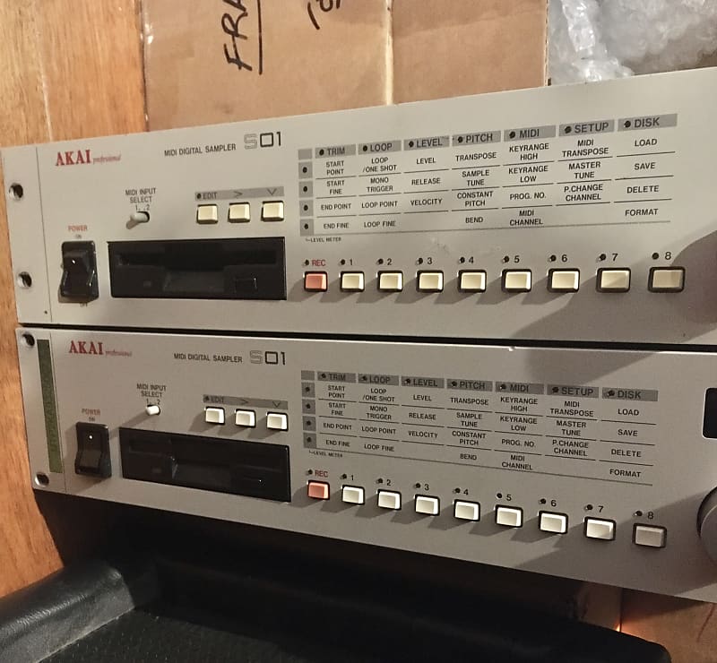 Akai S-01 Samplers (x2) w/ floppy emulator drives + disks | Reverb