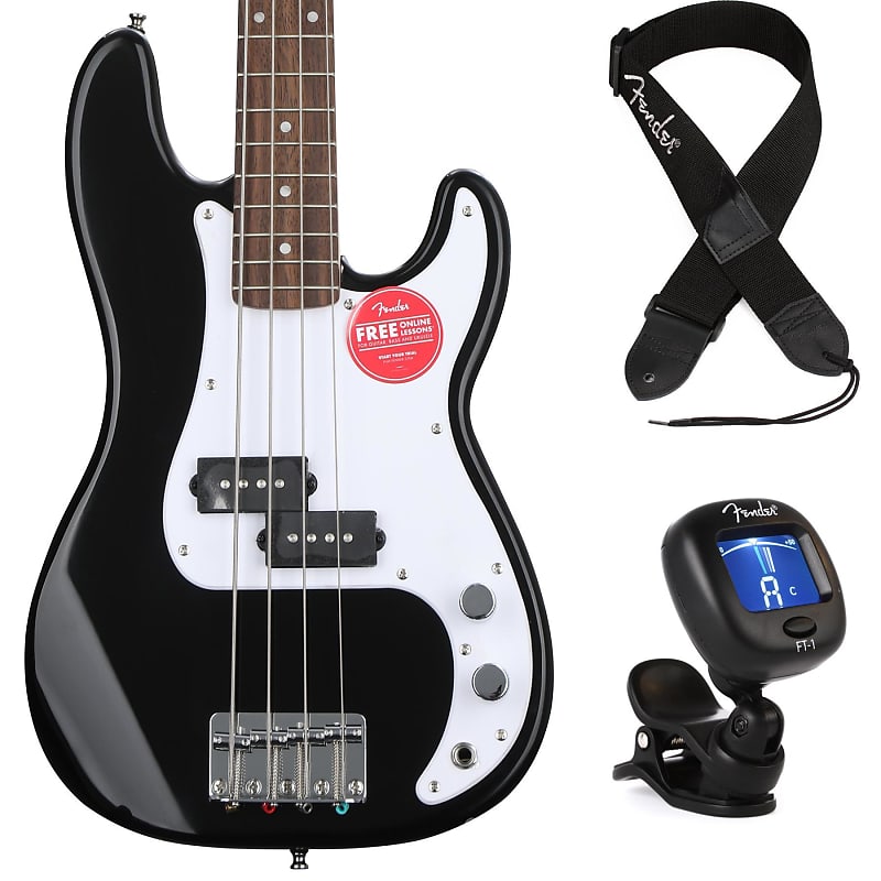 Squier Mini Precision Electric Bass Essentials Bundle - Black | Reverb