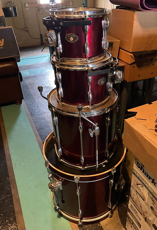 Tama Rockstar shell pack 5 pieces kick toms snare Wine Red | Reverb