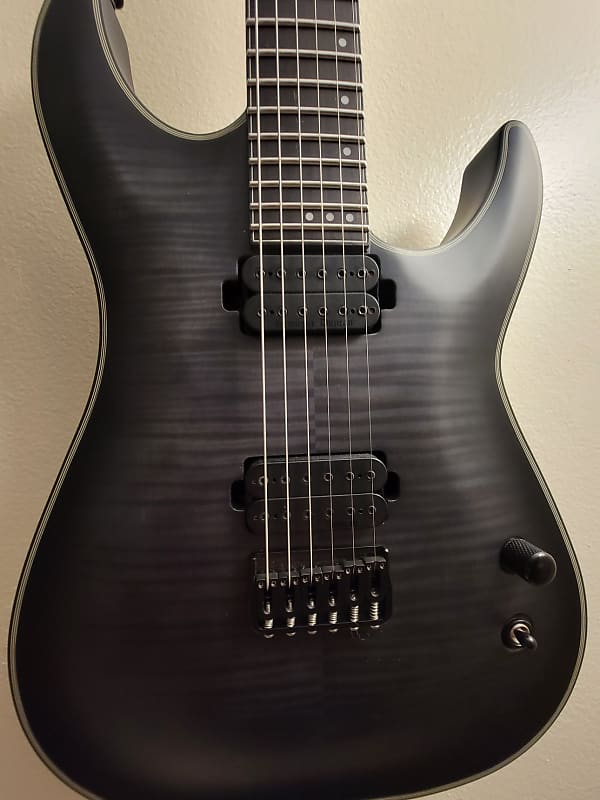 Schecter KM-6 2016 Satin Black Tiger Flame Maple | Reverb