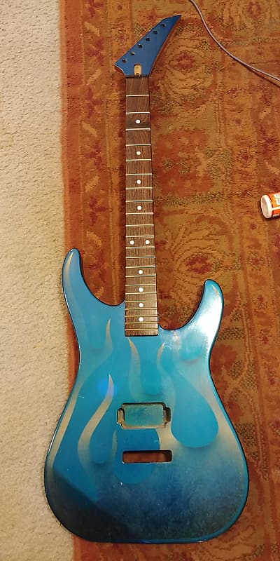 Chandler Super Strat Body And Neck - 80s? 90s? Blue Flame - | Reverb