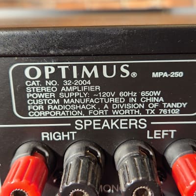 Optimus MPA-250 Fan-Cooled Stereo Power Amplifier | Reverb