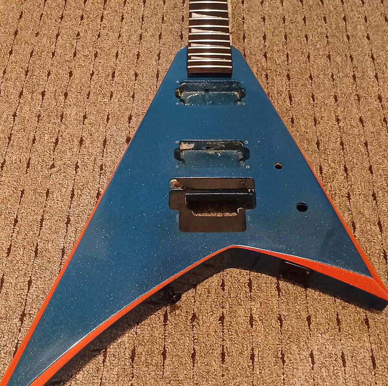 Jackson Rhoads flying v 1990s MIJ - Blue | Reverb