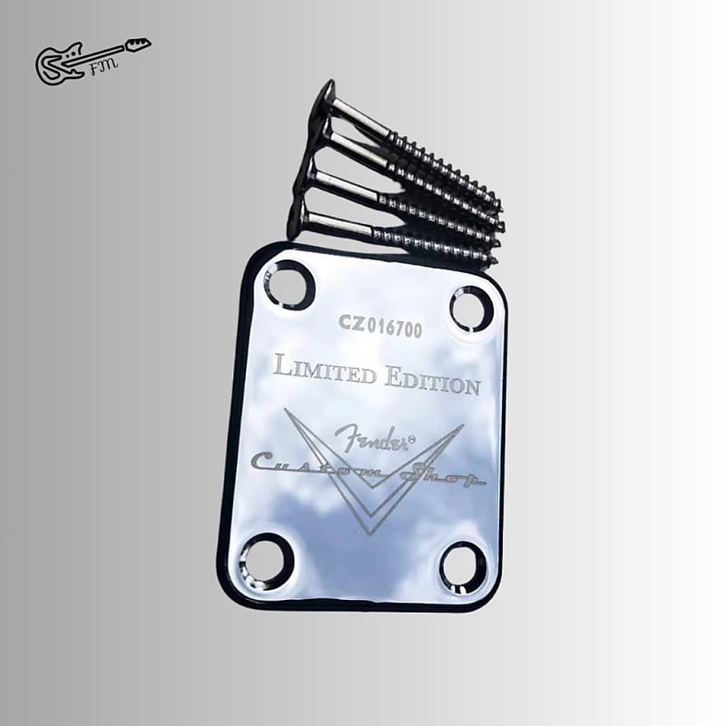 Chrome Limited Edition Fender Custom Shop Logo Neck Backplate | Reverb