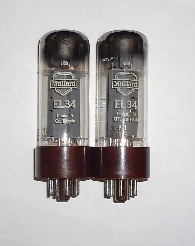 6CA7 EL34 Mullard xf1 Fat Base Matched Pair | Reverb