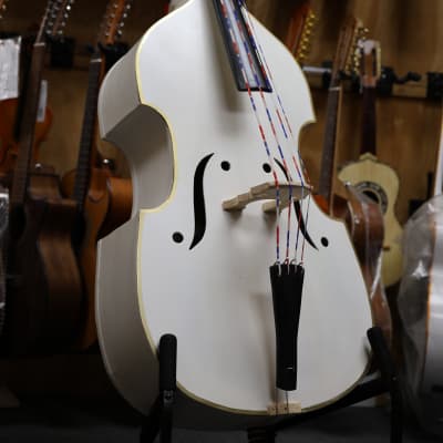 Handcrafted White Tololoche (Double Bass) with Gold Outline | Reverb