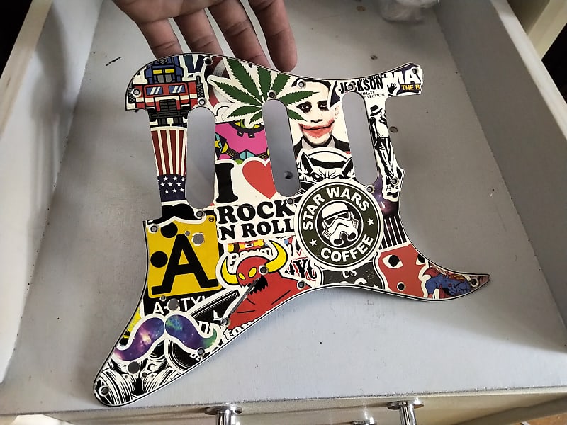 Strat Sticker Bomb Pickgaurd | Reverb