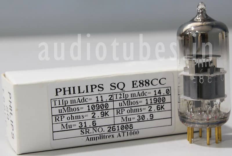 SQ E88CC Philips Miniwatt Gold Pins Made in Holland Amplitrex | Reverb