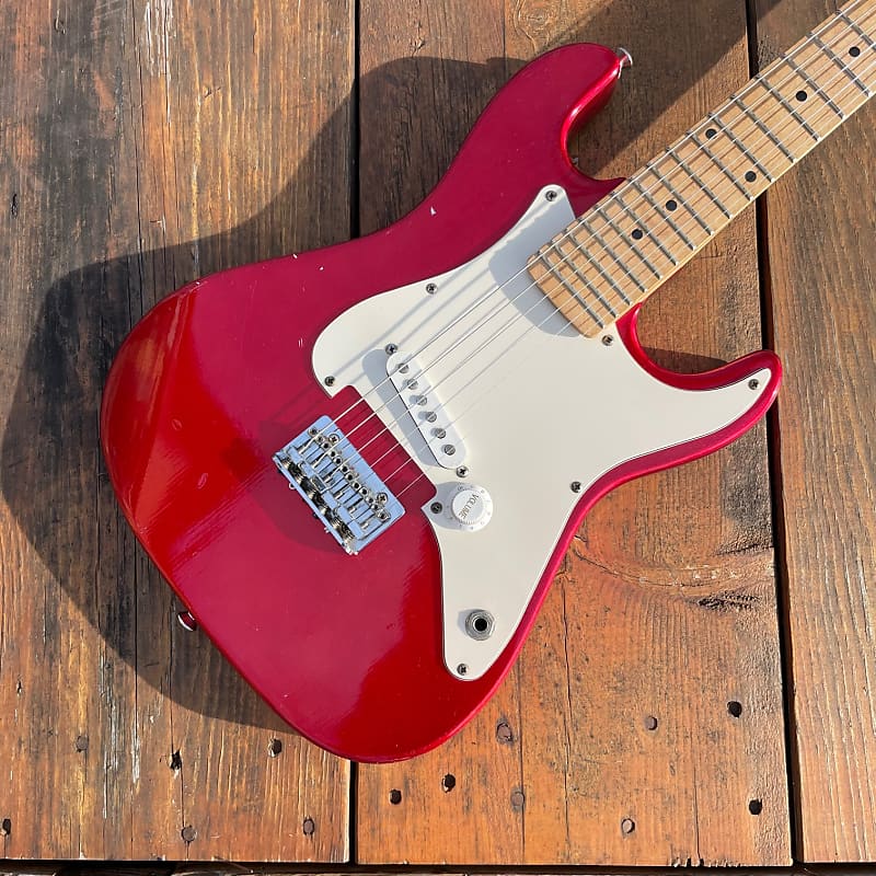 1980's Harmony Mini Strat Red Metallic Vintage | Reverb