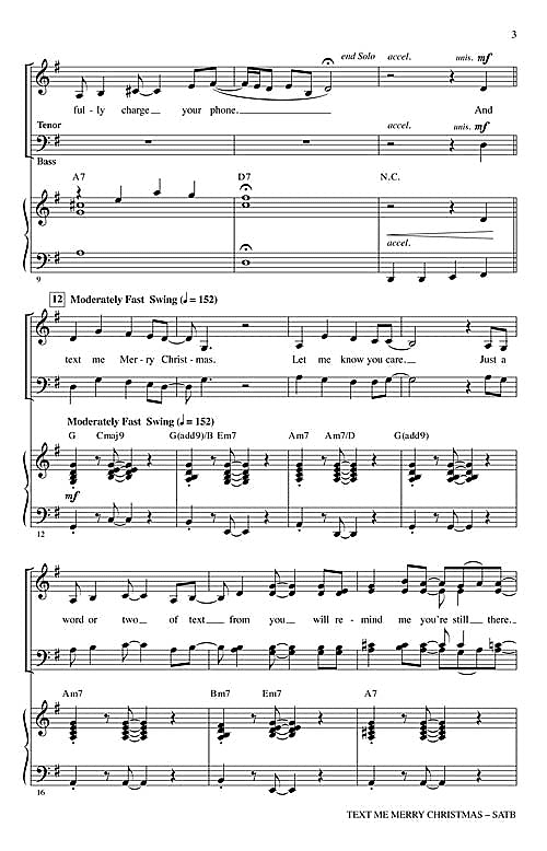 Text Me Merry Christmas Secular Christmas Choral Satb Kristen | Reverb