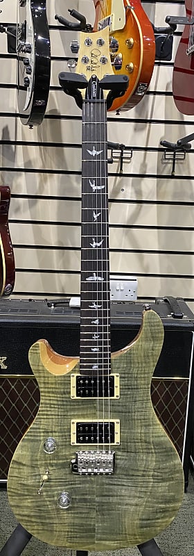 PRS SE Custom 24 Left Handed Trampas Green, & Gig Bag, B | Reverb