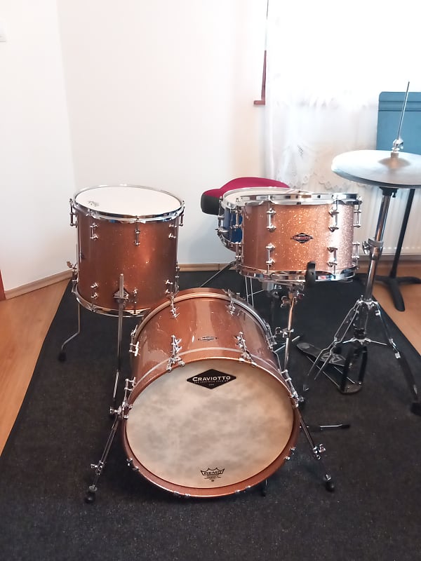 Craviotto Drum Kit Champaign Sparkle Mint Condition Signed by | Reverb