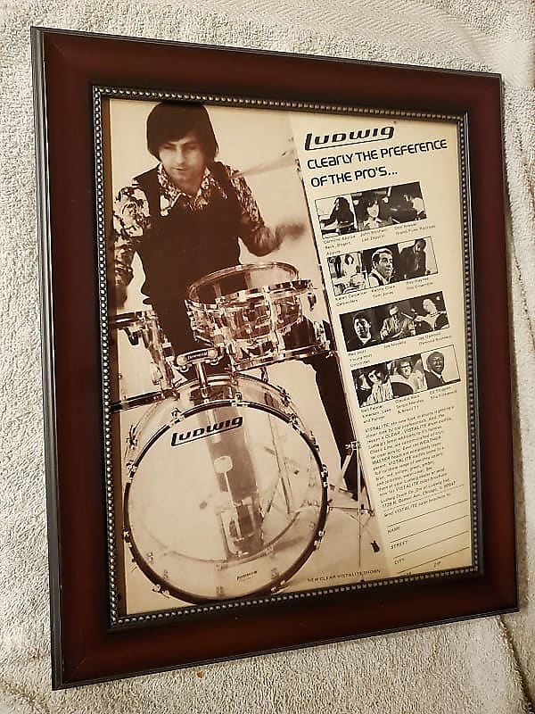 1971 Ludwig Drums Promo Ad Framed Vistalite Set John Bonham, | Reverb