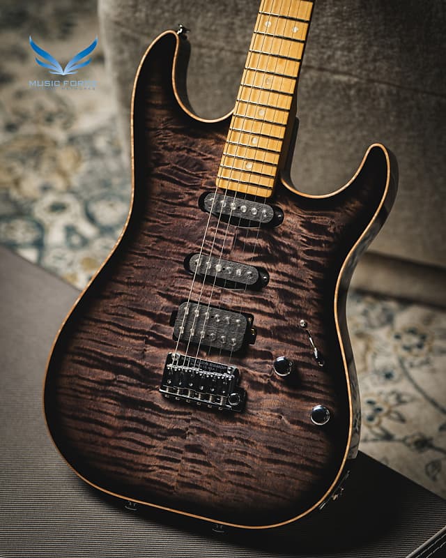 Schecter USA Custom Shop Sunset Custom II SSH FMT-Trans Black | Reverb