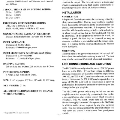 Hafler Pro 2400 125-200WPC Class A/B Discrete Mosfet Power | Reverb
