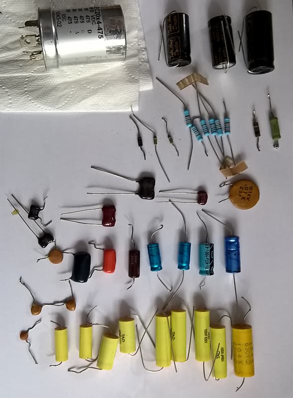 Fender Vibrochamp Rebuild kit Capacitors, resisitors etc | Reverb