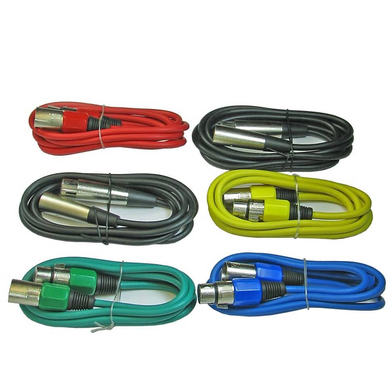 6 Pack 3 Ft Foot Multi Color Shielded Xlr Pin Male To Female | Reverb