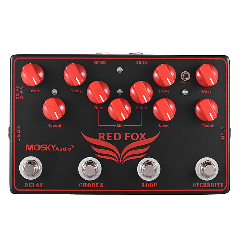 Red Fox 4-in-1 Multi Effects Pedal With Overdrive, Chorus, | Reverb