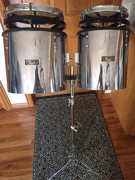 Pearl varipitch cannon roto toms chrome used. chrome.with | Reverb