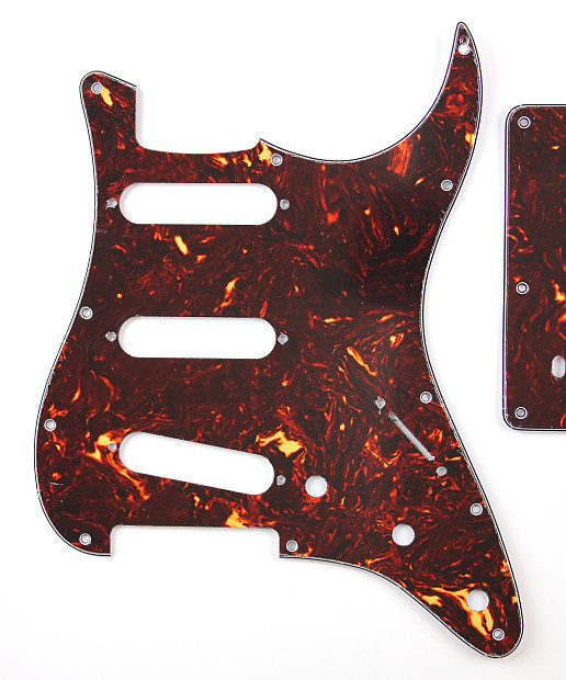 Dark Brown Tortoise Shell Stratocaster Pickguard & Tremolo | Reverb