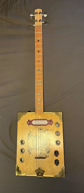 Handmade 4 String Acoustic / Electric Cigar Box Guitar | Reverb