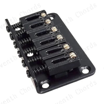 Black Tele Strat Style Guitar Fixed Hardtail Bridge with | Reverb