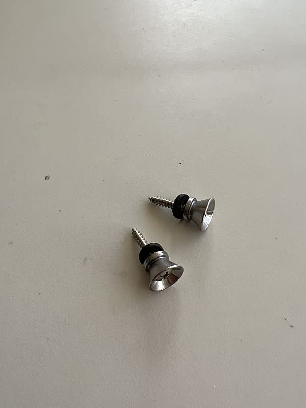 Allparts Stratocaster Nickel strap buttons | Reverb