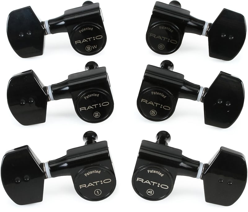 Graph Tech Ratio 3x3 Contemporary Style 2-Pin Tuners - BLACK, | Reverb