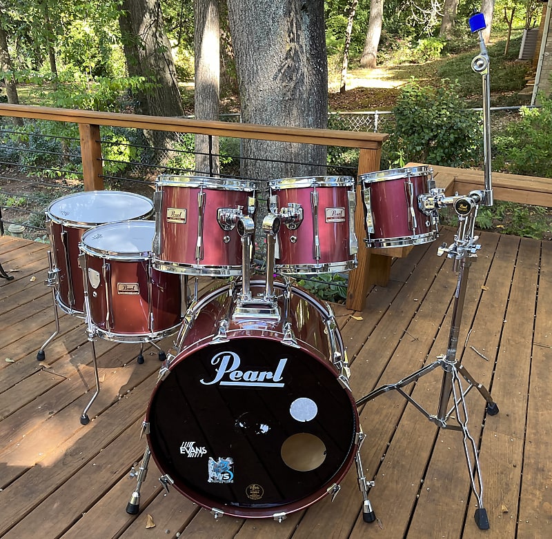 Rare Pearl MLX Drum Set 1990 8/10/12/14/16/22 in Bordeaux Red | Reverb
