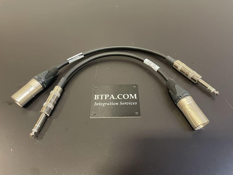 BTPA Male XLR to 1/4" TRS Balanced Cable Pair - 1ft long | Reverb