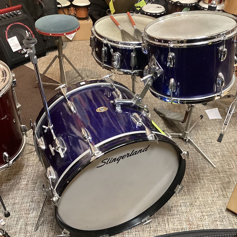 Slingerland ALL ORIGINAL 3 Piece Drum Kit 1967 - Blue sparkle | Reverb