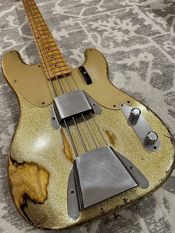 RARE 2008 Fender Custom Shop 1956 Relic Precision Bass Gold | Reverb