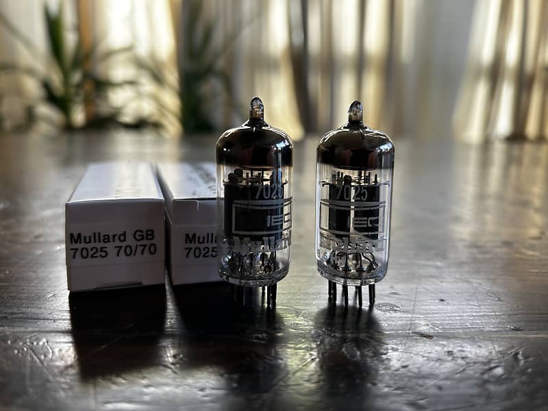 Mullard 7025 / 12AX7 tubes PAIR matching codes, test like new | Reverb