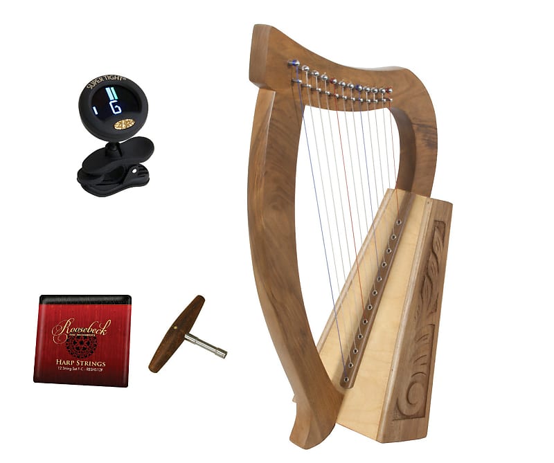 Roosebeck 12-String Celtic Style Baby Harp, Walnut + Harp | Reverb