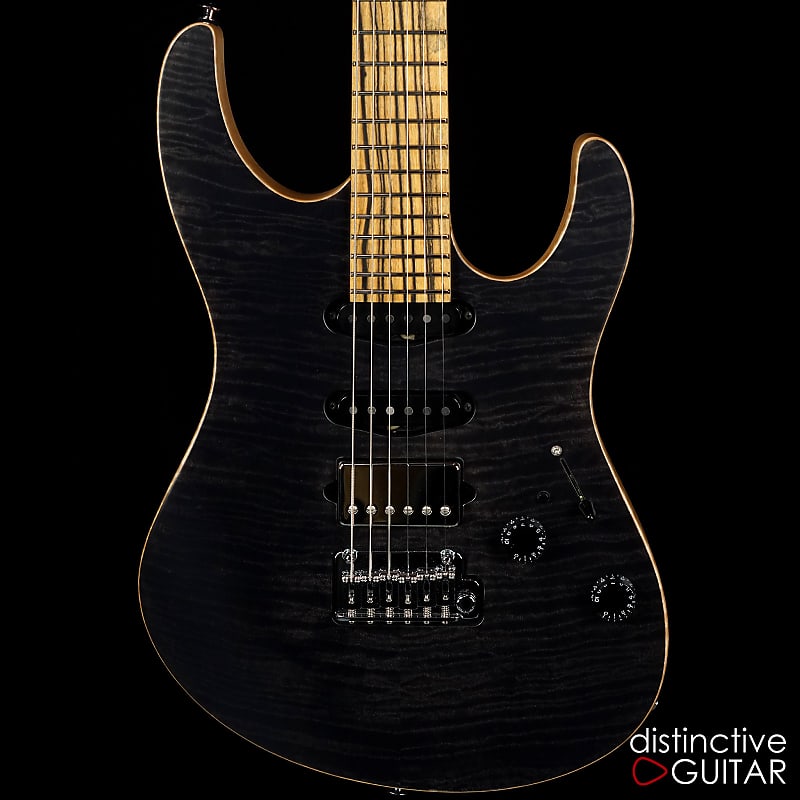 Suhr Modern Custom NAMM Select Quilt Top Satin Trans Black w/ | Reverb