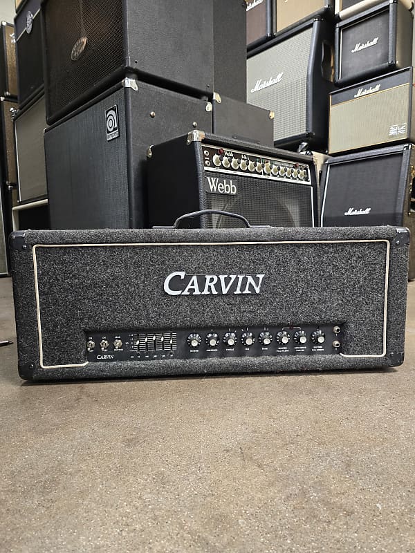 Carvin X-100B Tube Amp Head Amplifier 1980's Grey Carpet | Reverb