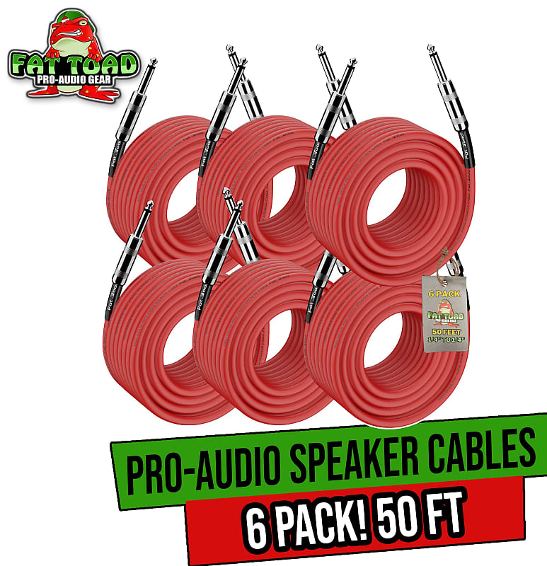6 PACK - Speaker Cables by FAT TOAD | 50FT DJ PA Professional | Reverb
