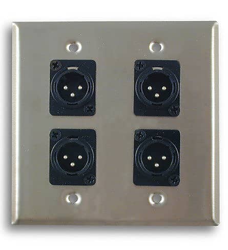 Dual Gang Stainless Steel Wall Plates with Four XLR Male | Reverb