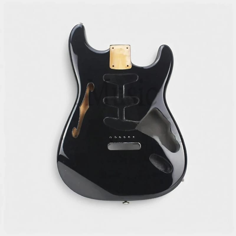 Alder Wood Black Stratocaster Strat Style Guitar Thin-line | Reverb