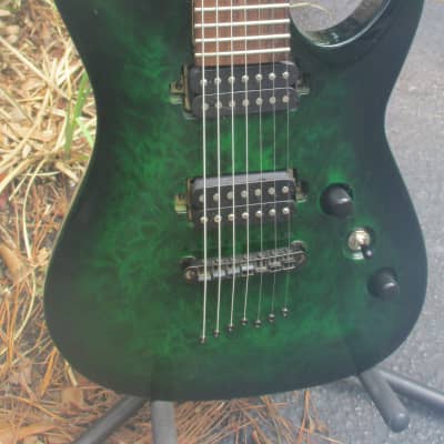 Douglas 7 String Quilt Green Electric Guitar~Reverse | Reverb