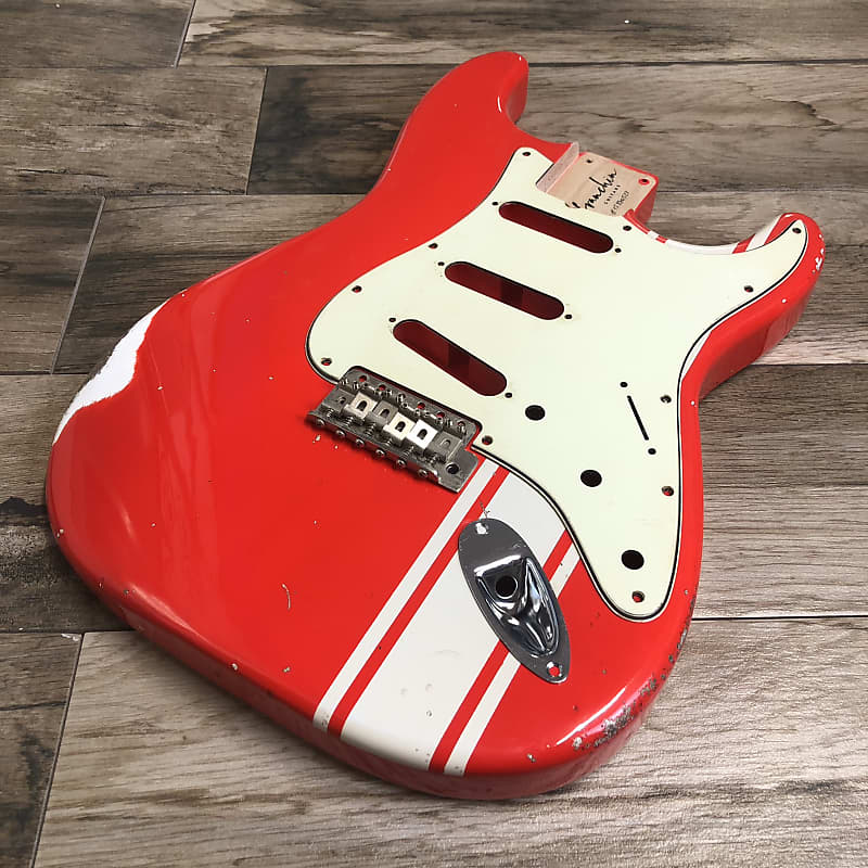 Franchin Mercury guitar body RACE RED with racing stripes | Reverb