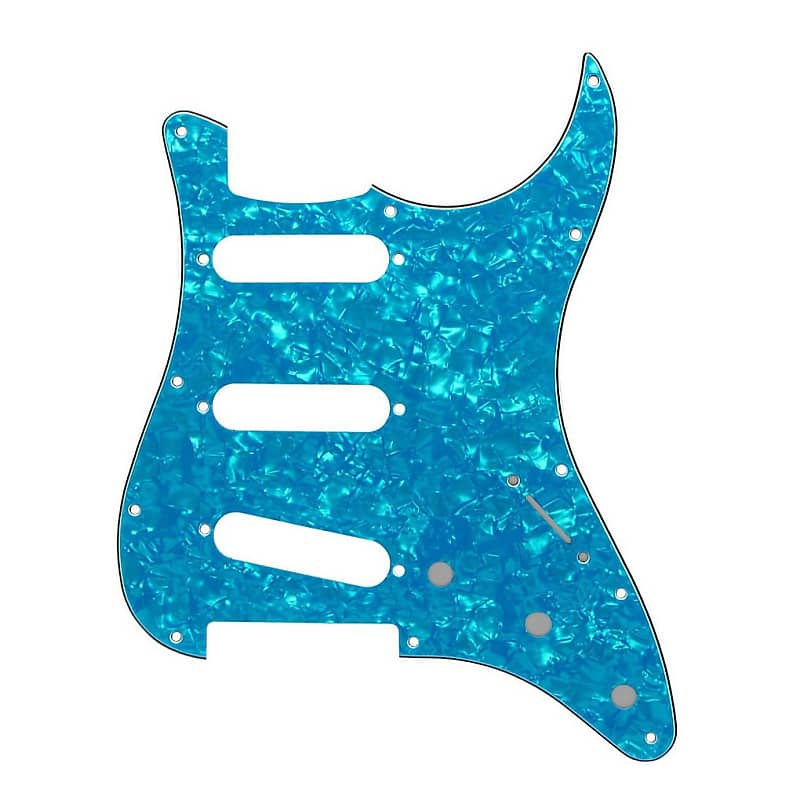 11-Hole Strat Pickguard SSS - Light Blue Pearl | Reverb