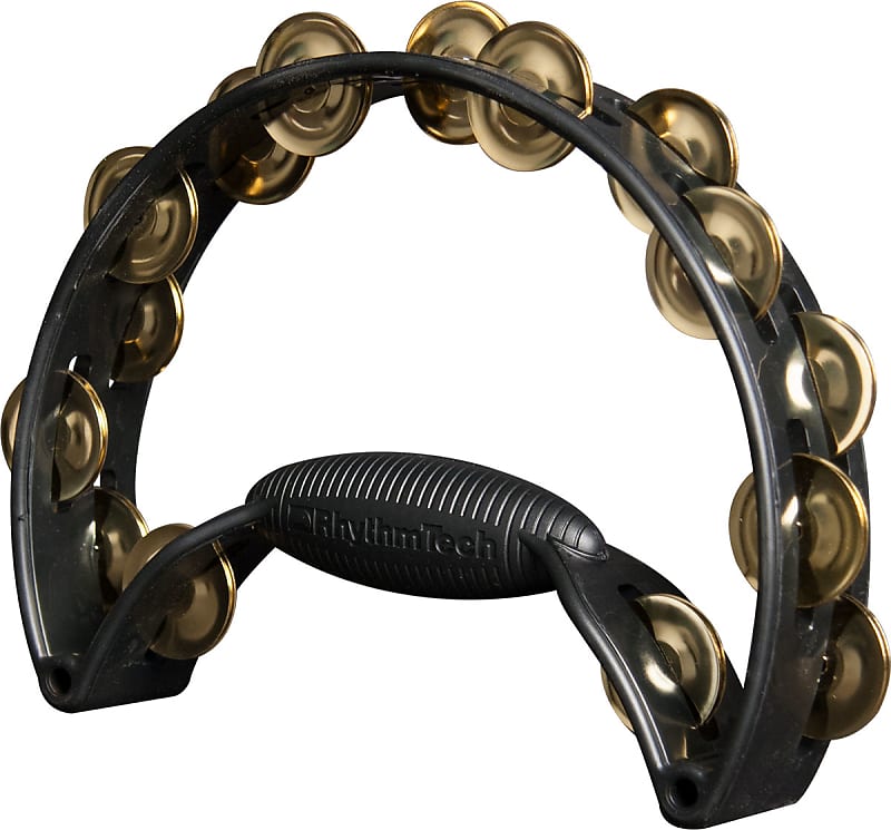 (Mint) Rhythm Tech Pro Tambourine Black/Brass Jingles RTPRO11 | Reverb