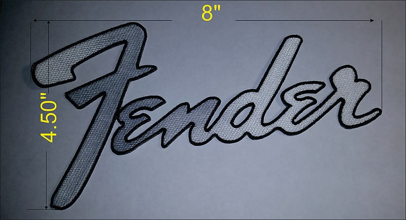 Fender Embroidered Iron on Patch Black Outline & White Fill | Reverb