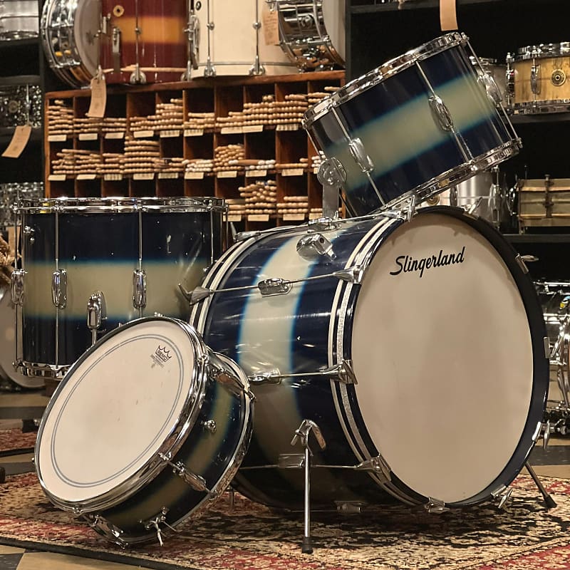 VINTAGE 1960's Slingerland Stage Band Outfit in Blue & Silver | Reverb