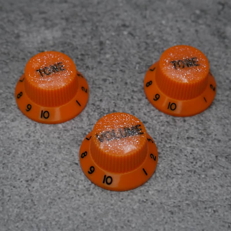 #417 Orange Glitter Top Strat Stratocaster Fender Knobs Knob | Reverb